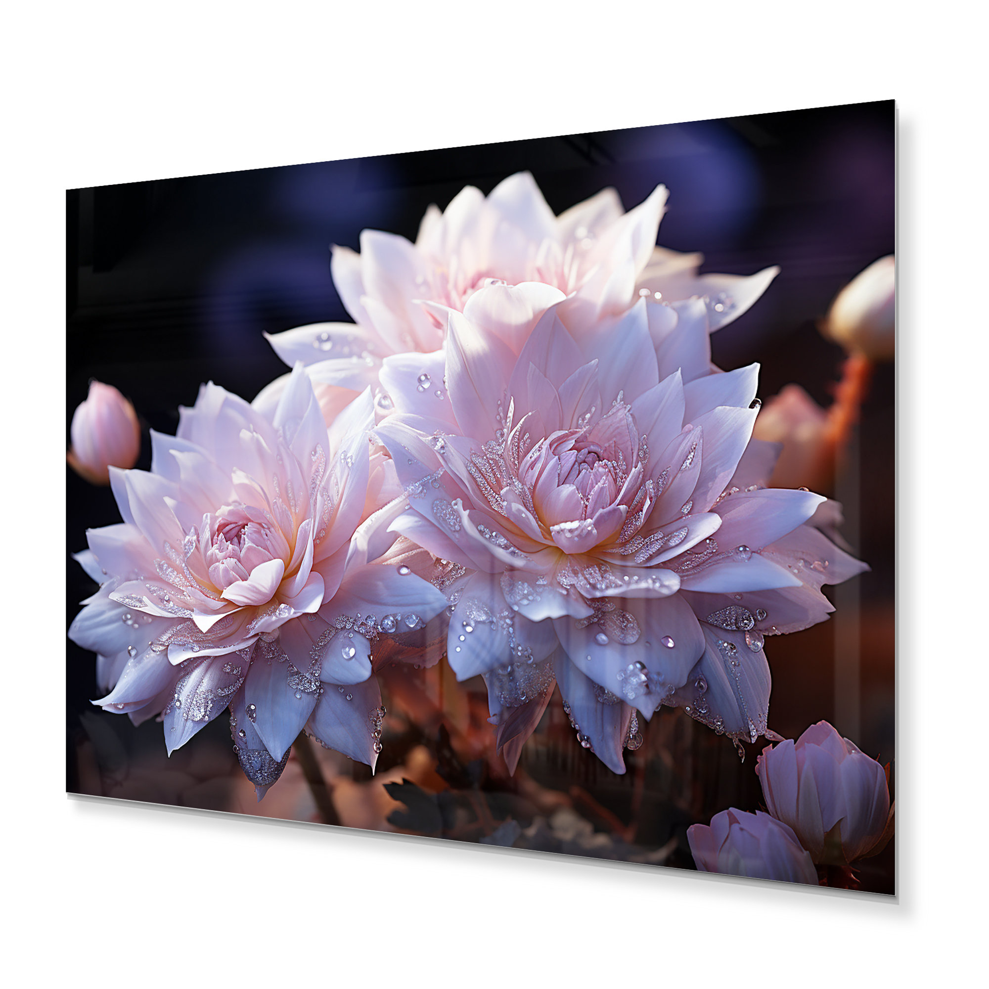 Dakota Fields Pink Cactus Desert Moonlight Moon I - Floral Metal Wall Art Living Room | Wayfair